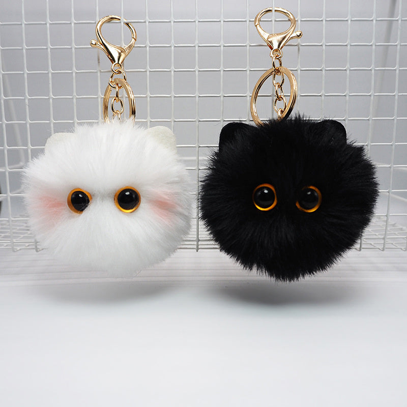 Fuzzy Cat Bag Charm - Playful Purr-fect Purse Accessory