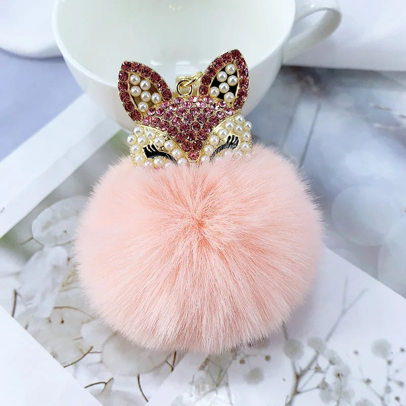 Foxy Puff Luxury Fox Bag Charm - Glittery Purse Charm for Stylish Bags